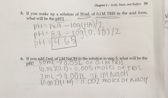 Solved Chapter 2 Acids, Bases, and Buffers 59 5. If you make | Chegg.com