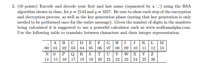Encode and decode your first and last name (separated | Chegg.com