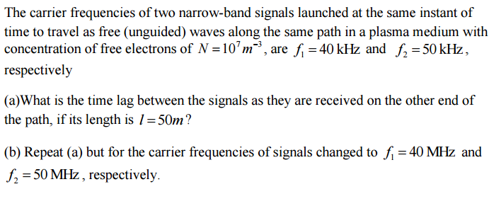 The carrier frequencies of two narrow-band signals | Chegg.com
