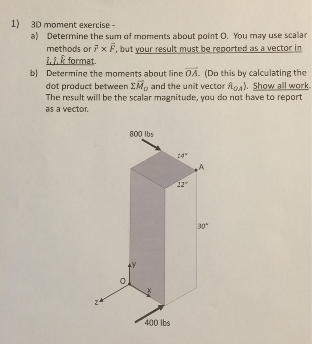 Solved 3D moment exercise-A) Determine the sum of moments | Chegg.com