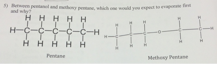 Solved 5) Between pentanol and methoxy pentane,which one | Chegg.com