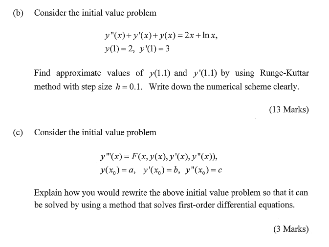 (b) Consider the initial value problem y"(x) + y'(x) | Chegg.com