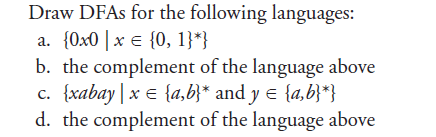 Solved Draw DFAs for the following languages: a. {0 times | Chegg.com