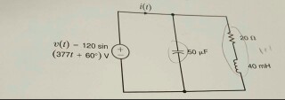 Solved v(t) 120 sin (377t 60°) v | Chegg.com