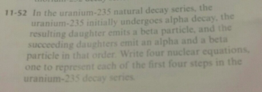 Solved In the uranium-235 natural decay series, the | Chegg.com