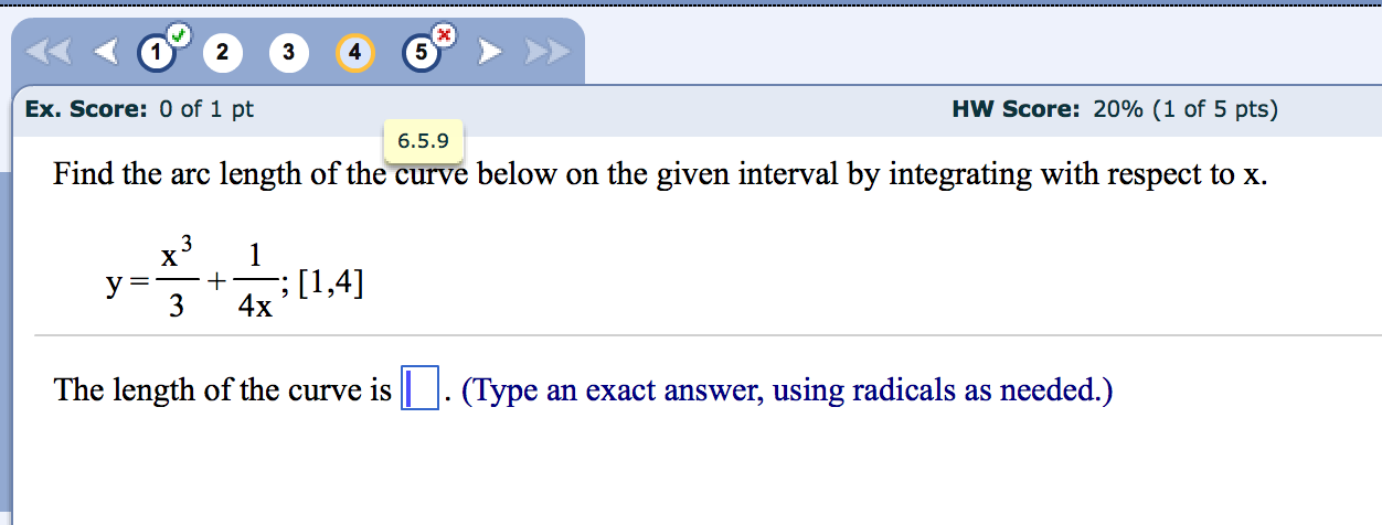 Solved Find the arc length of the curve below on the given | Chegg.com