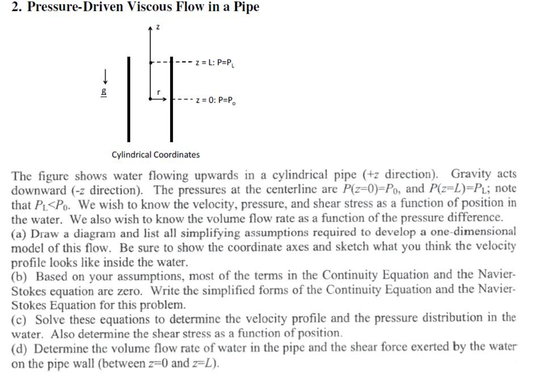 Solved 2. Pressure-Driven Viscous Flow in a PipeThe figure | Chegg.com