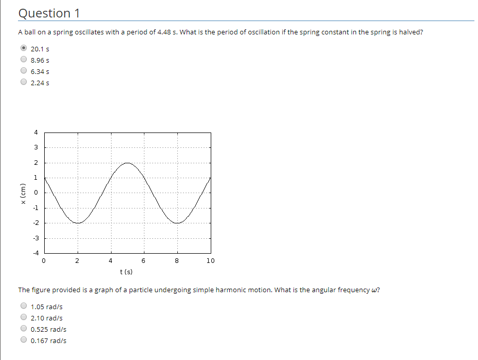 Solved Question 1 A ball on a spring oscillates with a | Chegg.com