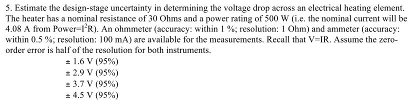 5. Estimate the design-stage uncertainty in | Chegg.com