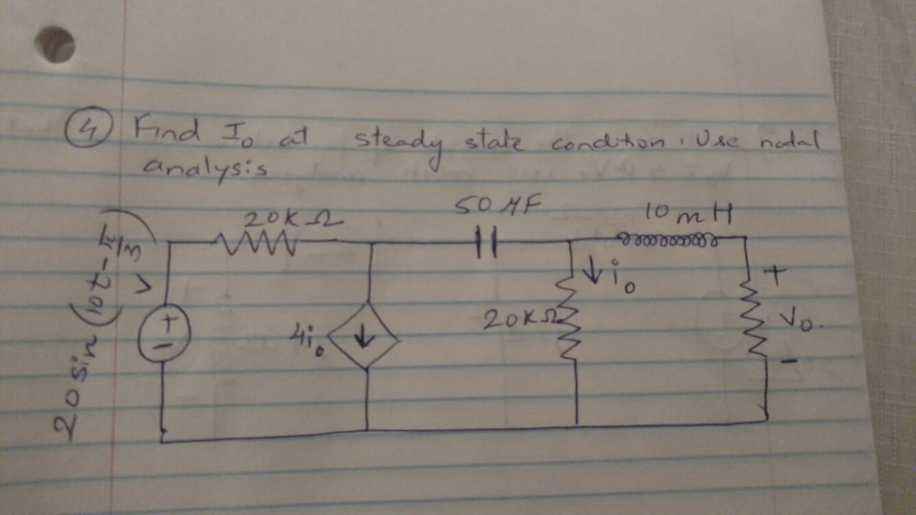 Solved Find I_0 at steady state condition. use nodal | Chegg.com