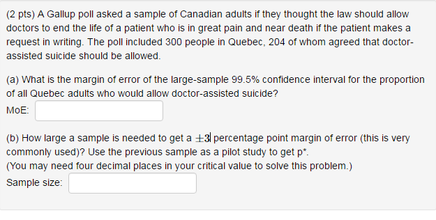 Solved A Gallup poll asked a sample of Canadian adults if | Chegg.com