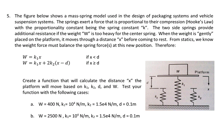 Solved 5. The figure below shows a mass-spring model used in | Chegg.com