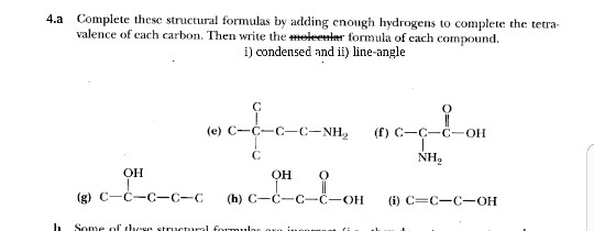 Solved Complete these structural formulas by adding enough | Chegg.com