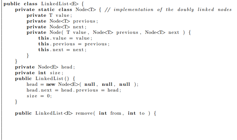 Solved Implement The Method Removeint From Int To For The 1591