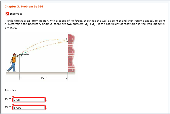 Solved A child throws a ball from point A with a speed of 70 | Chegg.com