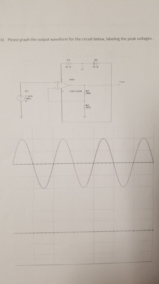 Solved 6) Please graph the output waveform for the circuit | Chegg.com