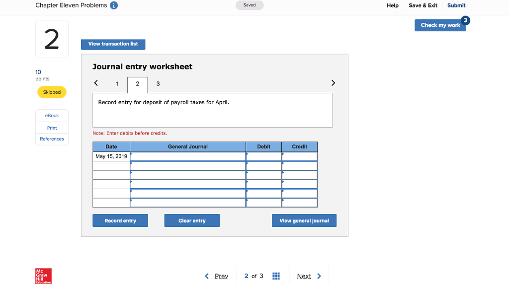 Solved Chapter Eleven Problems Help Save & Exit Submit Saved | Chegg.com
