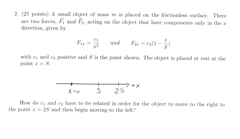 Solved 2. (25 points)A s object of mass m is placed on the | Chegg.com