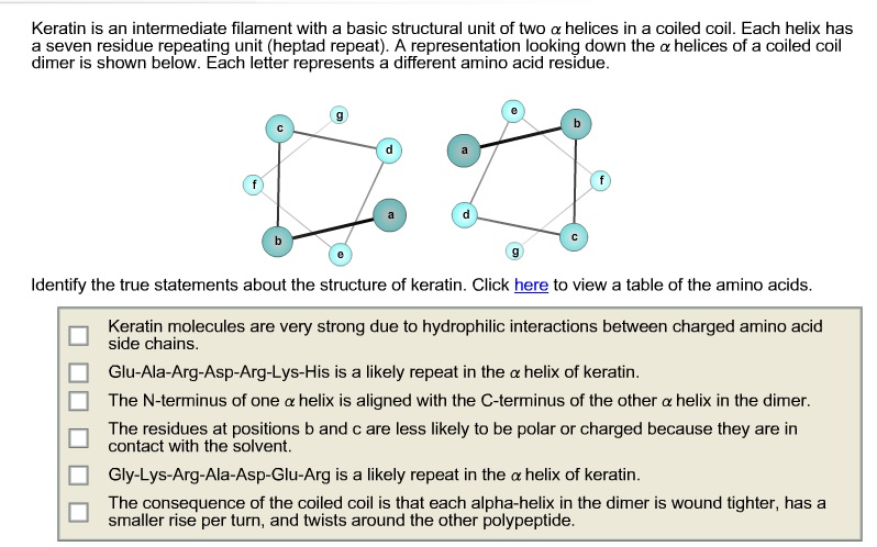 Solved: Keratin Is An Intermediate Filament With A Basic S... | Chegg.com