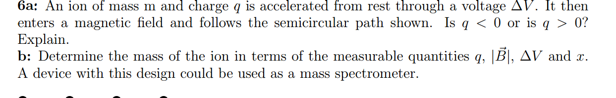 Solved An ion of mass m and charge q is accelerated from | Chegg.com
