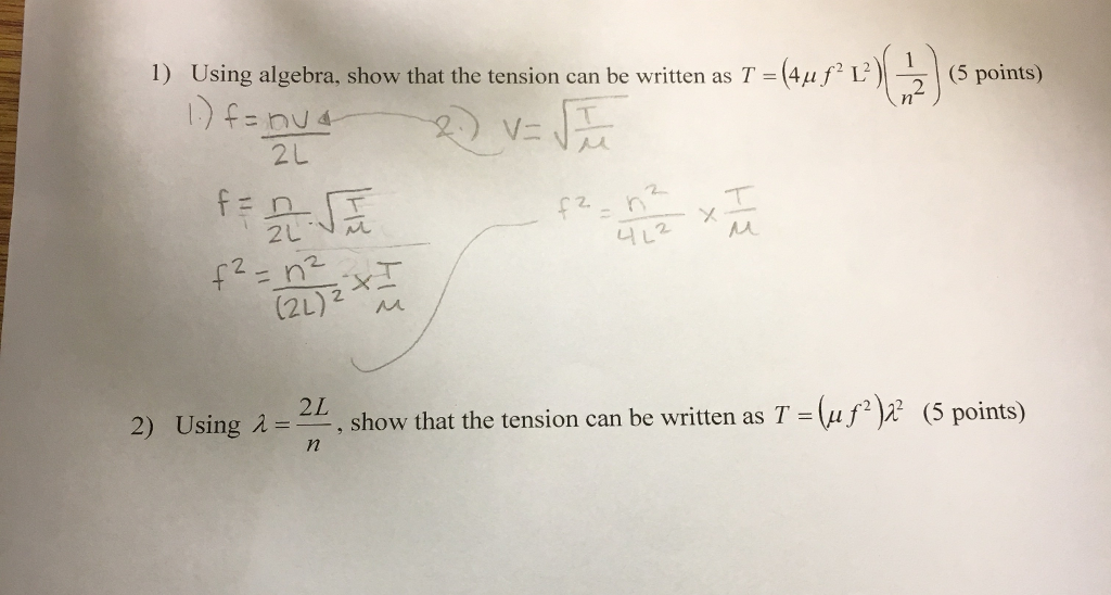 Solved Using algebra, show that the tension can be written | Chegg.com