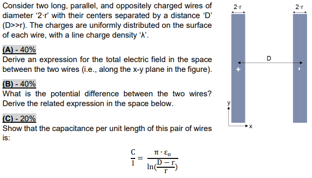 Solved Consider two long, parallel, and oppositely charged | Chegg.com