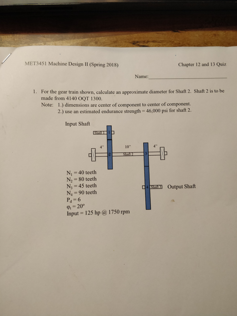 Solved MET3451 Machine Design II (Spring 2018) Chapter 12 | Chegg.com