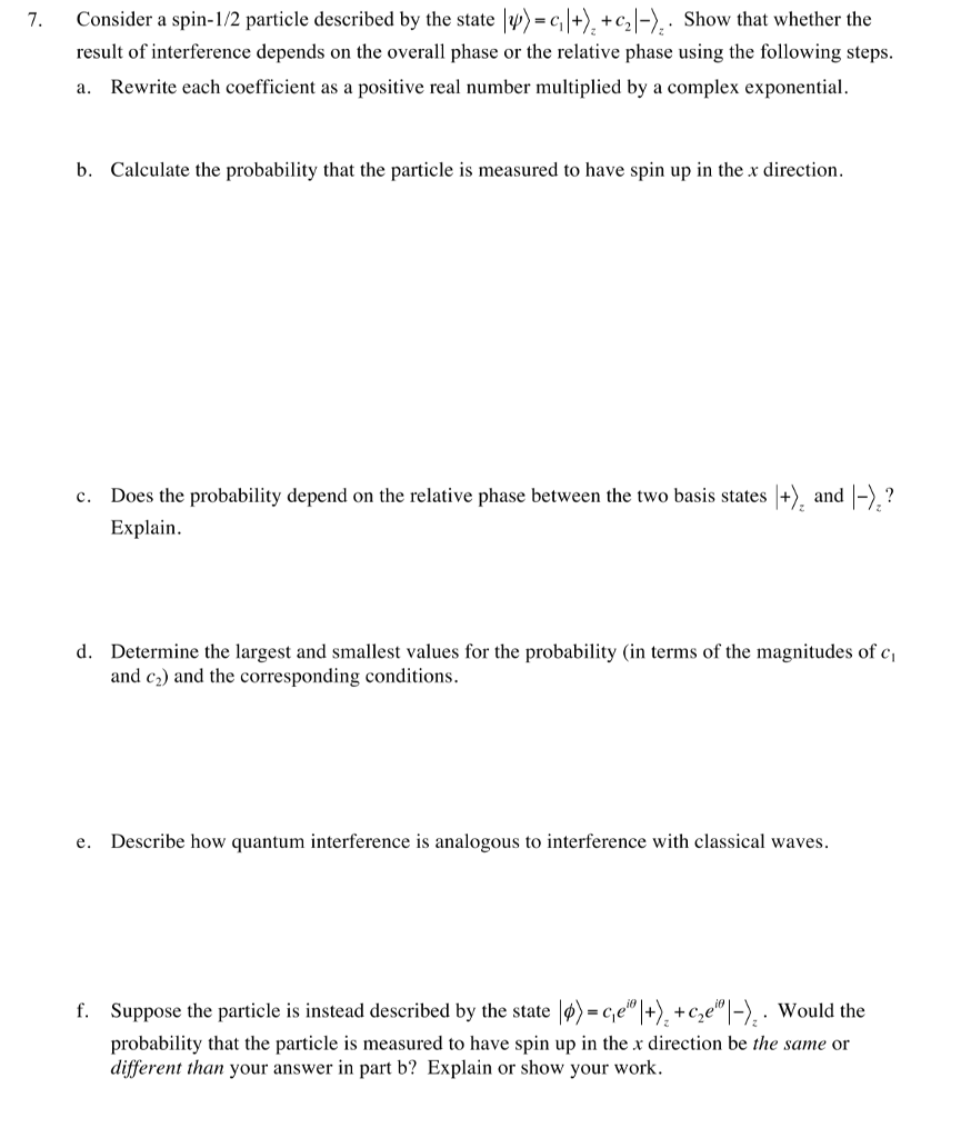 Consider a spin-1/2 particle described by the state | Chegg.com