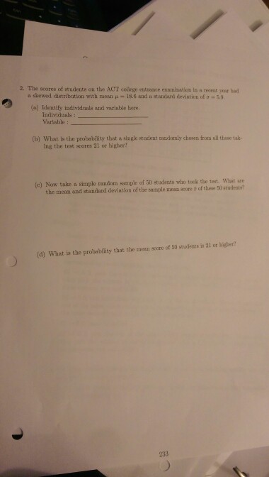 Solved CHAPTER 8 WORKsHEET CENTRAL LIMIT THEOREM (CLT) 1. | Chegg.com