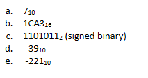 Solved Represent the following signed numbers (note the | Chegg.com