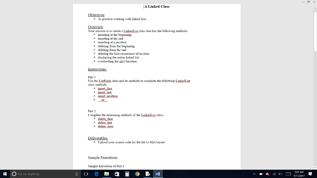 Objectives To practice working with linked lists | Chegg.com