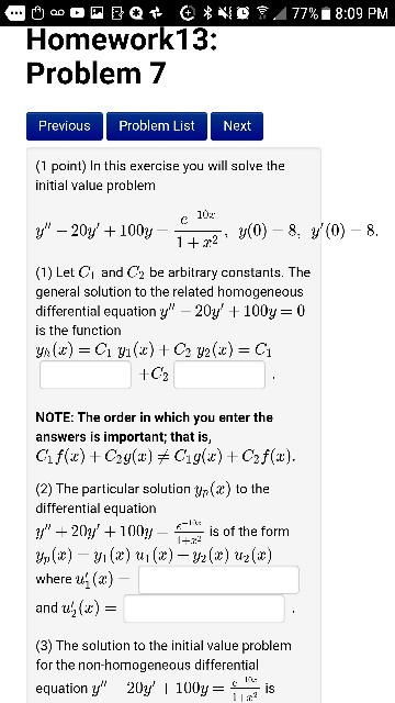 Solved Homework13: Problem 7 Previous Problem List Next (1 | Chegg.com