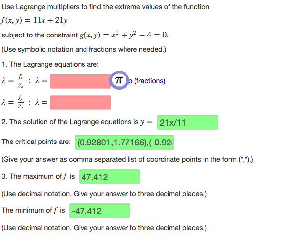 Solved Use Lagrange multipliers to find the extreme values | Chegg.com