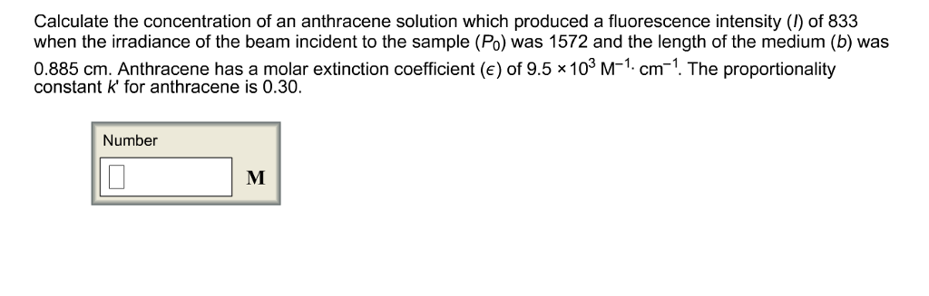 Solved Calculate the concentration of an anthracene solution | Chegg.com