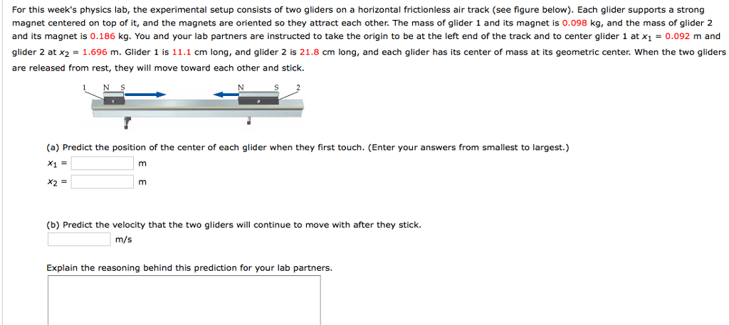 Solved For this week's physics lab, the experimental setup | Chegg.com