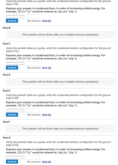 Solved Using the periodic table as a guide, write the | Chegg.com