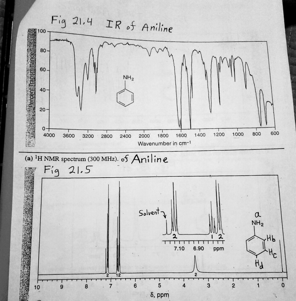 Solved Fig 21,4 IR o Aniline 100 80 E 60 NH2 C 40 20 0 4000 | Chegg.com