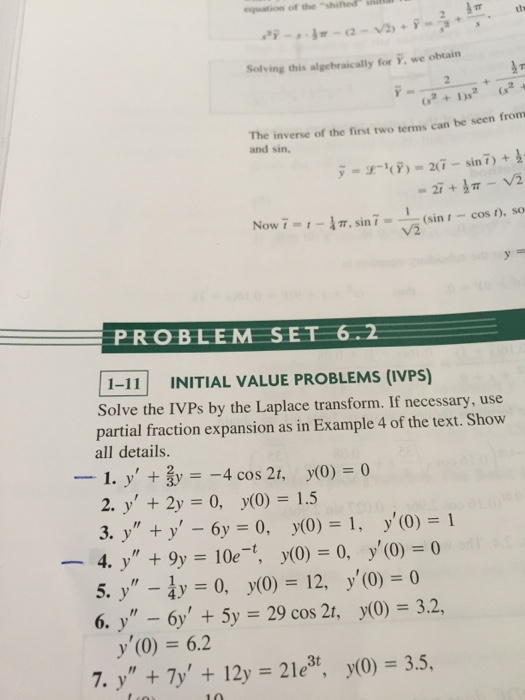 Solved Solve the IVPs by the Laplace transform. If | Chegg.com
