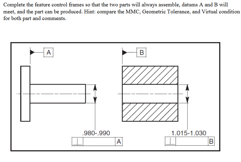 Solved Complete the feature control frames so that the two | Chegg.com