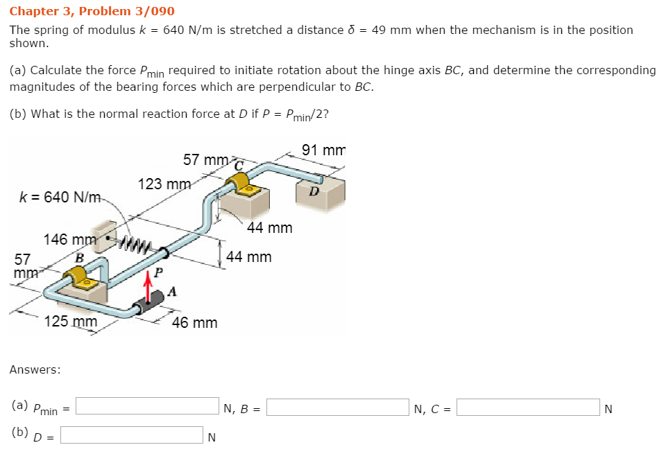 [Solved]: The spring of modulus k = 640 N/m is stretched a