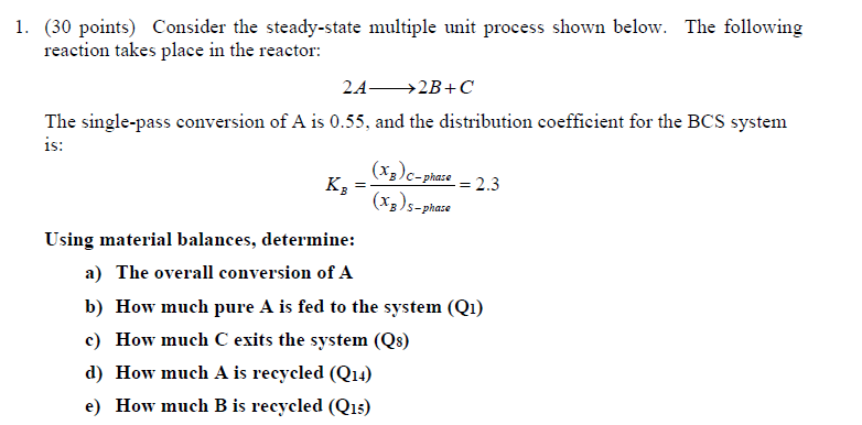 Solved 1. (30 points) Consider the steady-state multiple | Chegg.com