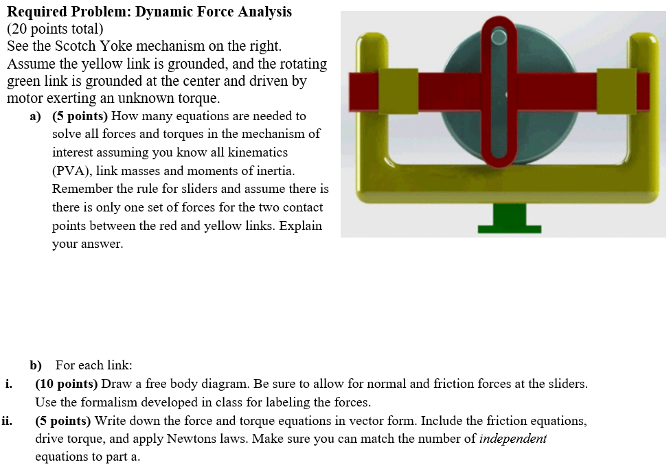 Solved Required Problem: Dynamic Force Analysis (20 points | Chegg.com