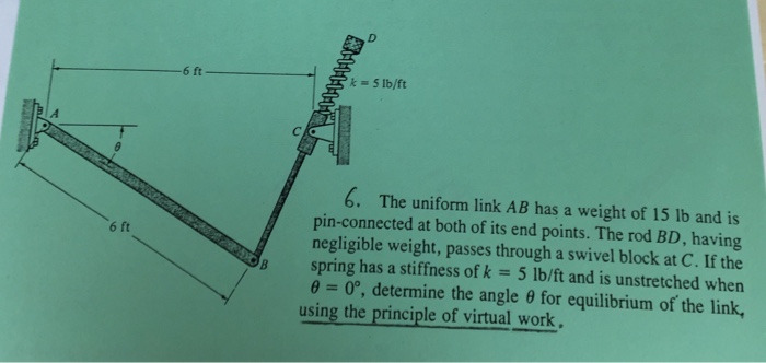 Solved The uniform link AB has a weight of 15 lb and is | Chegg.com