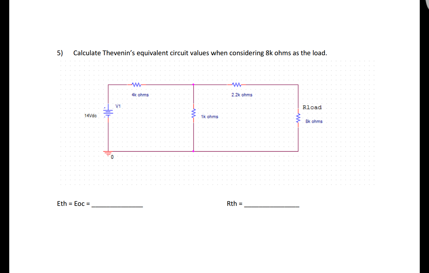 Solved Calculate Thevenin's equivalent circuit values when | Chegg.com