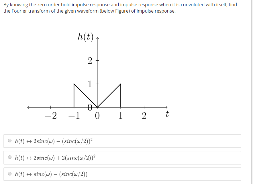 Solved By knowing the zero order hold impulse response and | Chegg.com