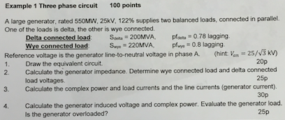 Solved Example 1 Three phase circuit 100 points A large | Chegg.com