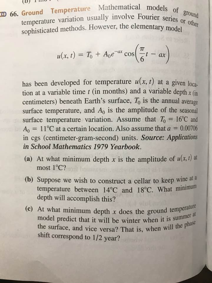 Solved TD 66. Ground Temperature Mathematical models | Chegg.com