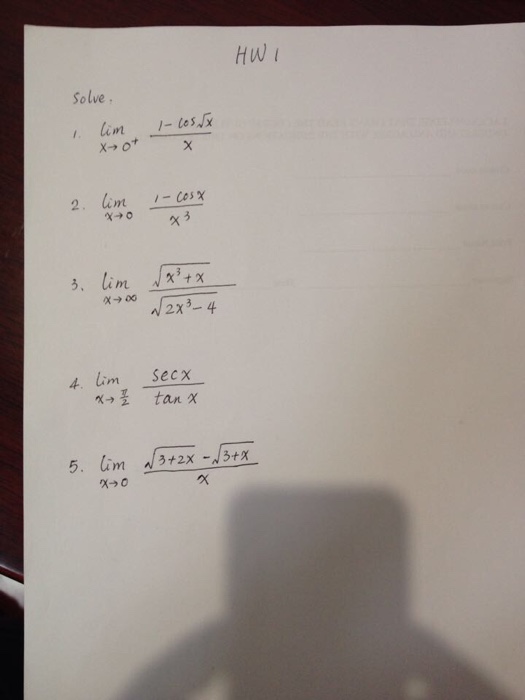 Solved lim_x rightarrow 0^+ 1 - cos squareroot x/x 2. | Chegg.com