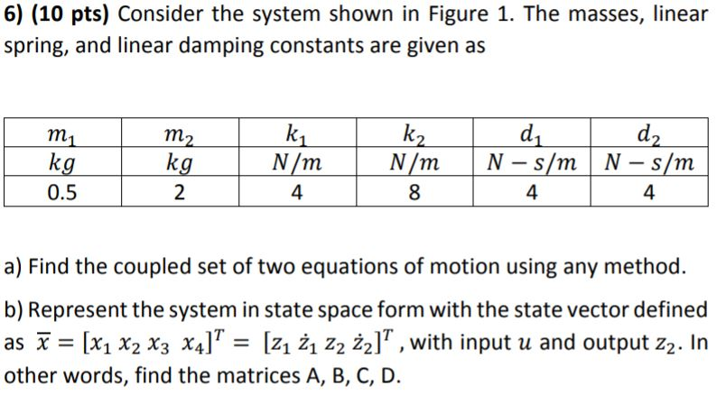 Solved 6) (10 pts) Consider the system shown in Figure 1. | Chegg.com