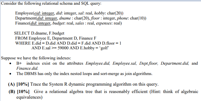 Consider the following relational schema and SQL | Chegg.com